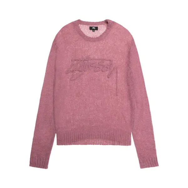 StüSsy Loose Knit Logo Sweater - Pink | Editorialist