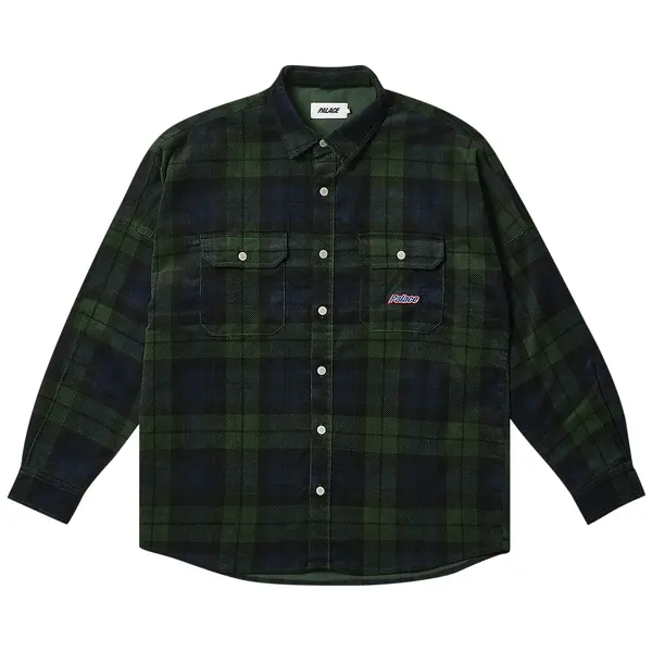 PALACE Drop Shoulder Cord Shirt 'tartan - Green