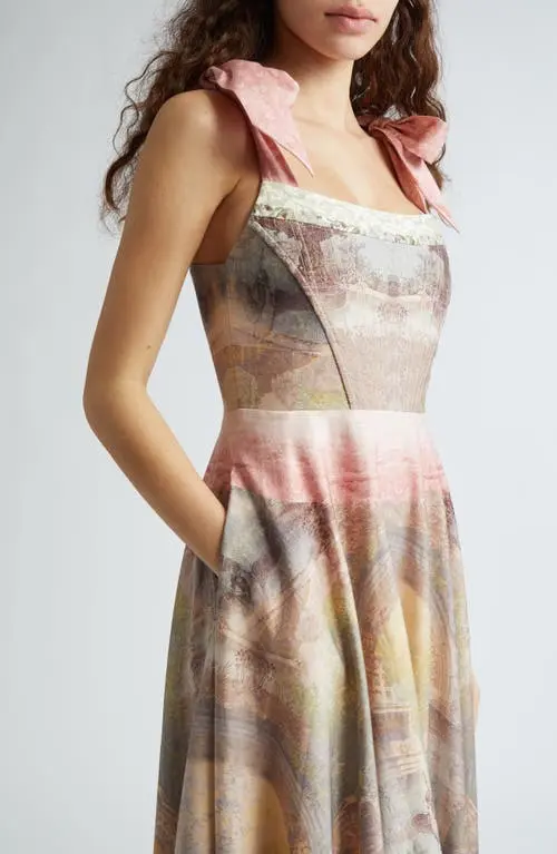 Alice + Olivia Rosalee Tie Strap Bustier Maxi Dress In
