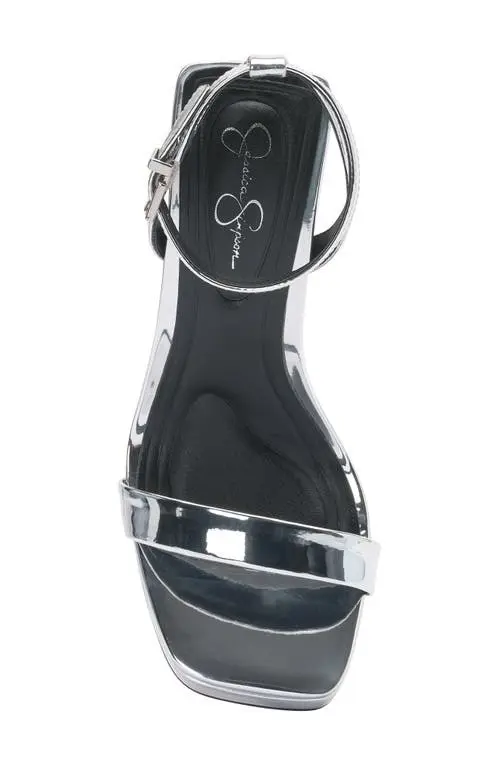 Jessica Simpson Ankle Strap Platform Sandals - Silver 01