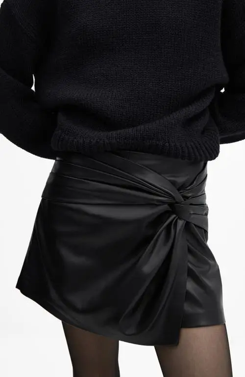 Mango Faux Leather Knot Skort