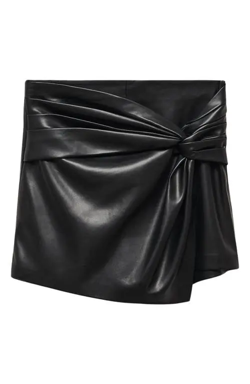 Mango Faux Leather Knot Skort