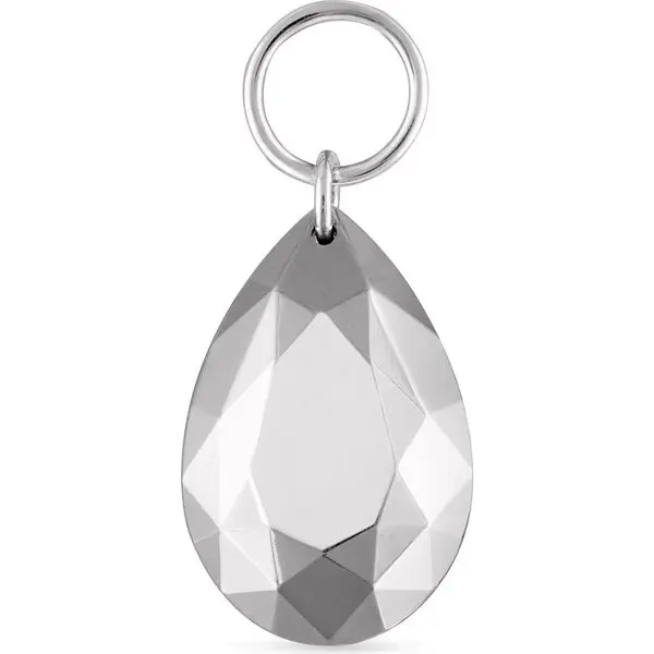 MARIA TASH Faceted Pear Charm Pendant - White Gold