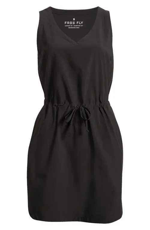 FREE FLY Breeze Drawstring Waist Dress - Black