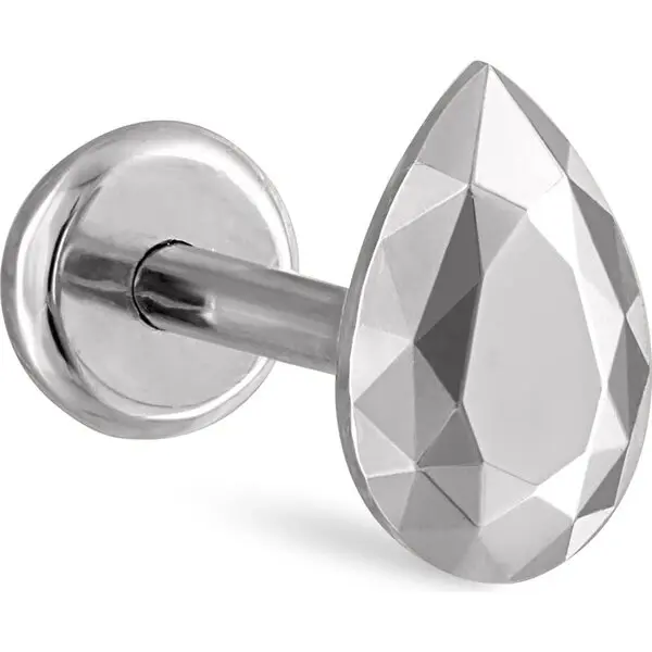 MARIA TASH Faceted Pear Single Stud Earring - White Gold