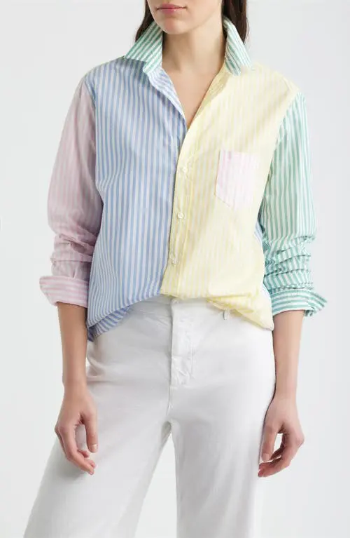 Frank & Eileen Eileen Relaxed Button-up Shirt - Blue Pastel Colorblock Stripe