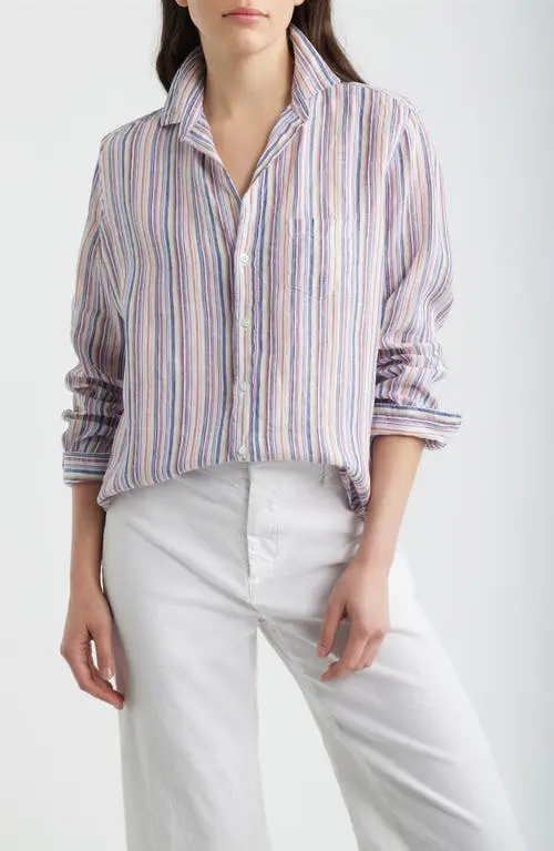 Frank & Eileen Eileen Relaxed Button-up Shirt - Red Green Navy Multistripe