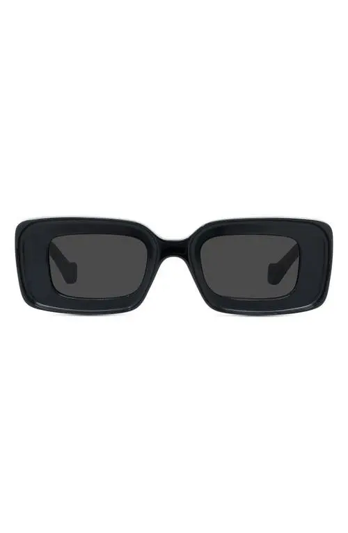 Loewe Chunky Anagram Rectangular Sunglasses - Shiny Black / Smoke