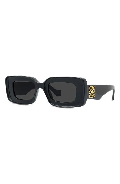 Loewe Chunky Anagram Rectangular Sunglasses - Shiny Black / Smoke