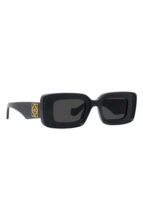 Loewe Chunky Anagram Rectangular Sunglasses - Shiny Black / Smoke