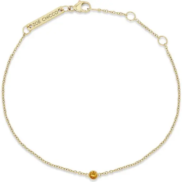 Zoe Chicco 14k Gold Gemstone Pendant Bracelet - Yellow Gold/citrine