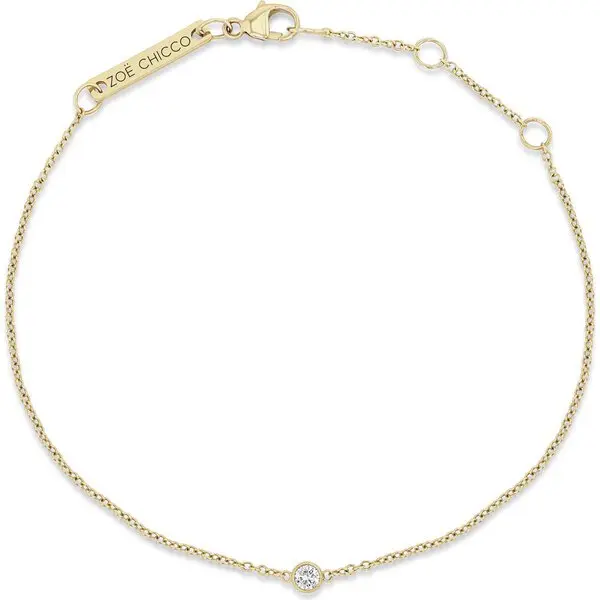 Zoe Chicco 14k Gold Gemstone Pendant Bracelet - Yellow Gold/diamond