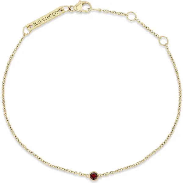 Zoe Chicco 14k Gold Gemstone Pendant Bracelet - Yellow Gold/garnet
