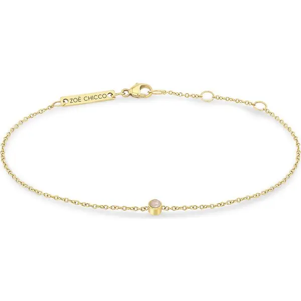Zoe Chicco 14k Gold Gemstone Pendant Bracelet - Yellow Gold/opal