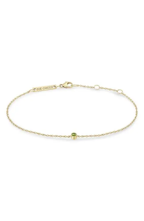 Zoe Chicco 14k Gold Gemstone Pendant Bracelet - Yellow Gold/peridot