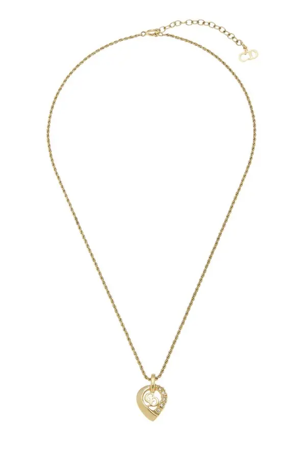Dior Crystal Cd Logo Necklace - Gold