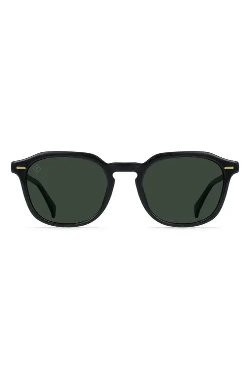 Raen Clyve 52mm Polarized Round Sunglasses - Recycled Black/green Polar