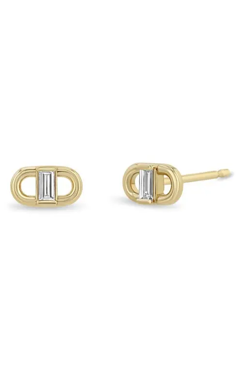 Zoe Chicco Diamond Oval Link Stud Earrings - Yellow Gold