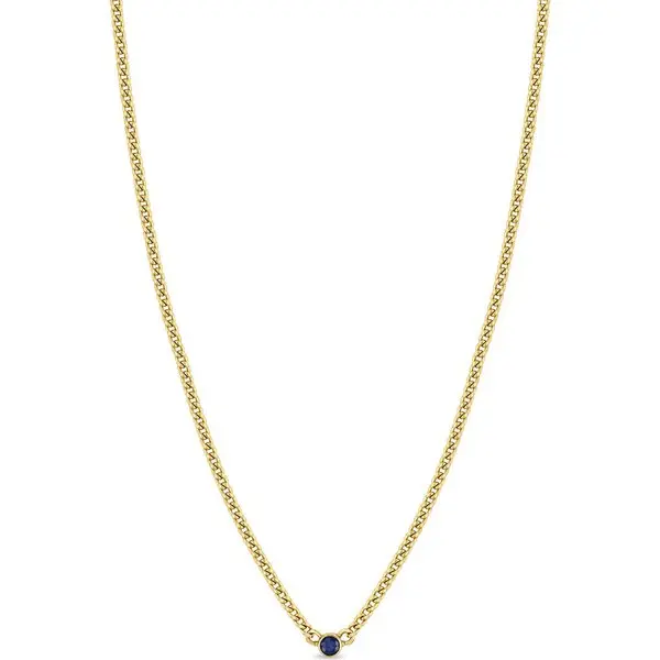 Zoe Chicco Bezel Sapphire Pendant Necklace - Yellow Gold