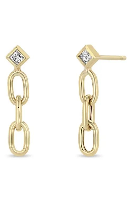 Zoe Chicco Diamond Chain Drop Earrings - Yellow Gold