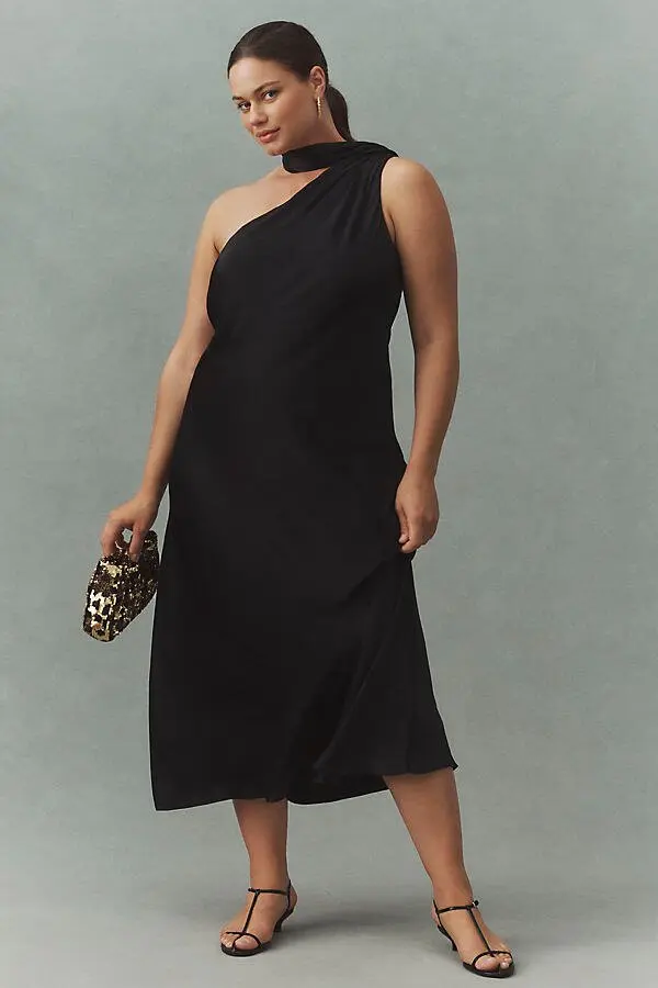 ganni shiny tech strap midi dress Shiny Check Jacquard Midi Dress