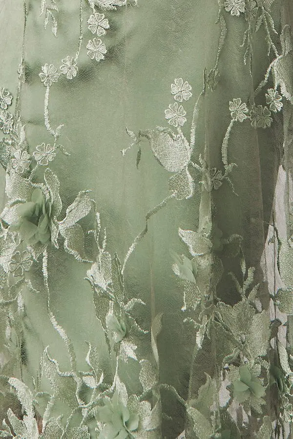 dress the population green lace dress Audrey Appliqué Midi In - 56% Off Floral