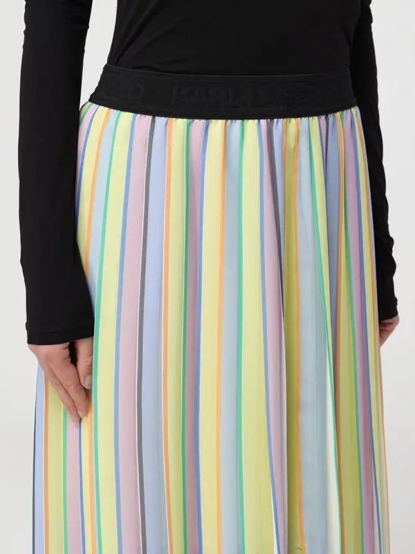 Karl Lagerfeld Pleated Stripe Maxi Skirt