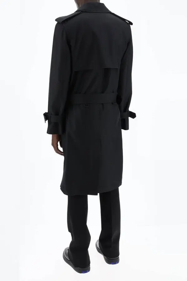 Burberry Double Breasted Silk Blend Trench Coat