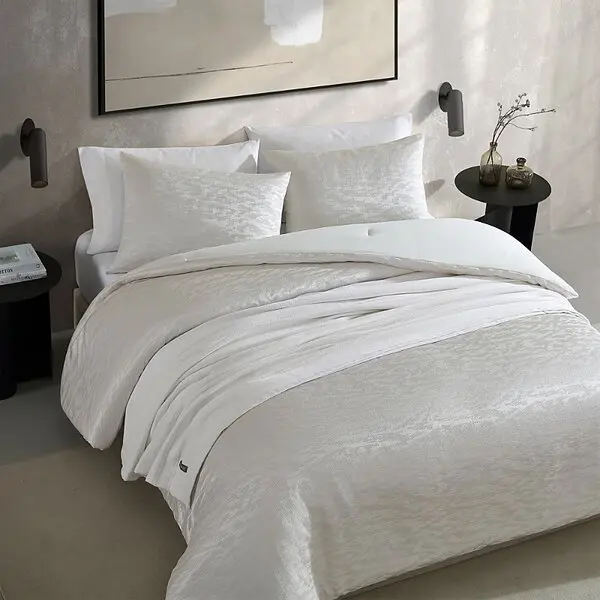 Vera Wang Illusion Textured 3 Piece Duvet Cover Set - Natural
