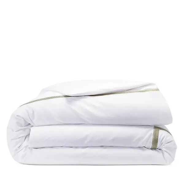 AMALIA HOME COLLECTION Douro Egyptian Cotton Duvet Cover - White/green Forest