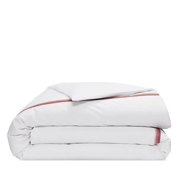AMALIA HOME COLLECTION Douro Egyptian Cotton Duvet Cover - White/pink