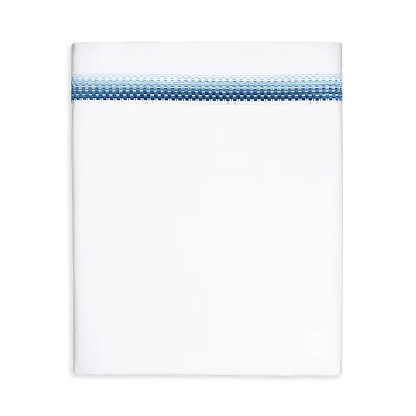 AMALIA HOME COLLECTION Douro Egyptian Cotton Flat Sheet - White/blue