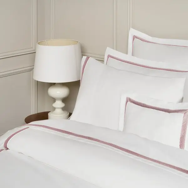 AMALIA HOME COLLECTION Douro Egyptian Cotton Flat Sheet - White/pink