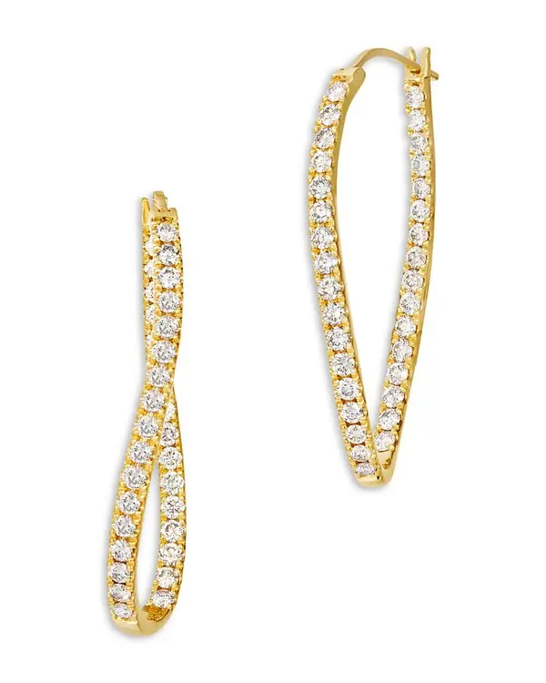 Bloomingdale'S 14k Yellow 1.95 Tcw Champagne Diamond Hoop Earrings - Gold