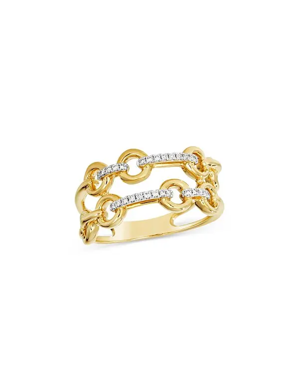 Bloomingdale'S Diamond And 14k Yellow Chain Link Ring - Gold