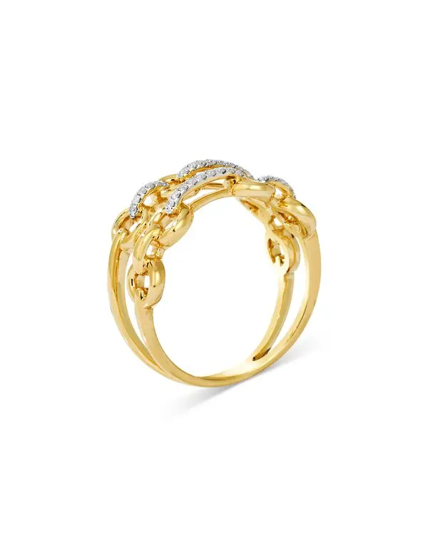 Bloomingdale'S Diamond And 14k Yellow Chain Link Ring