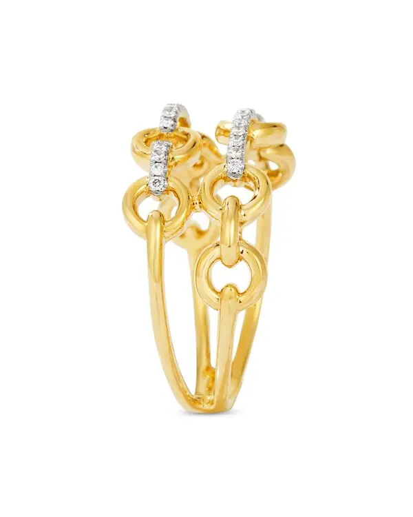 Bloomingdale'S Diamond And 14k Yellow Chain Link Ring