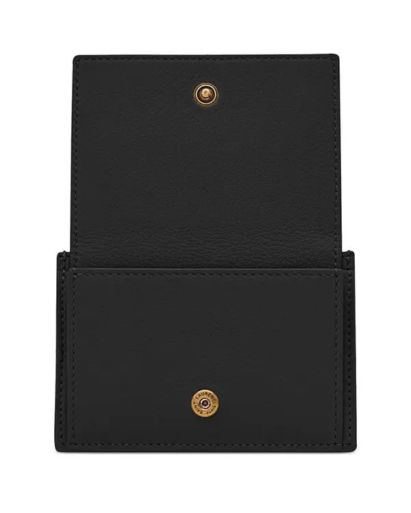 Saint Laurent Tiny Cassandre Card Case In Grained Leather