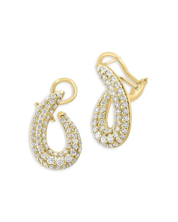Bloomingdale'S Diamond And 14k Yellow Hoop Earrings - Gold