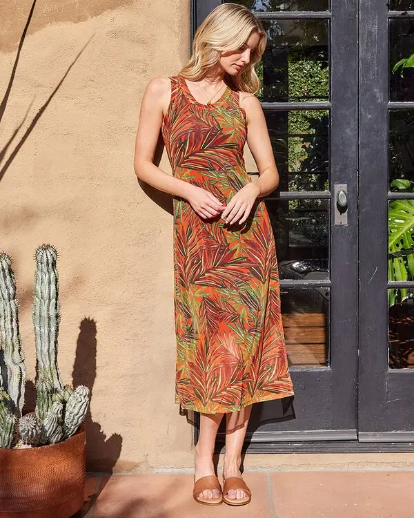 knee length dresses for ladies Sleeveless Side Slit Midi Dress – Modern, Comfortable & Stylish – Karen Kane main image 1
