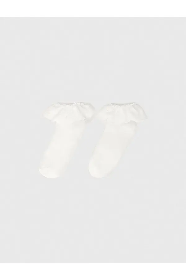 Maje Lace Frill Ankle Socks - White