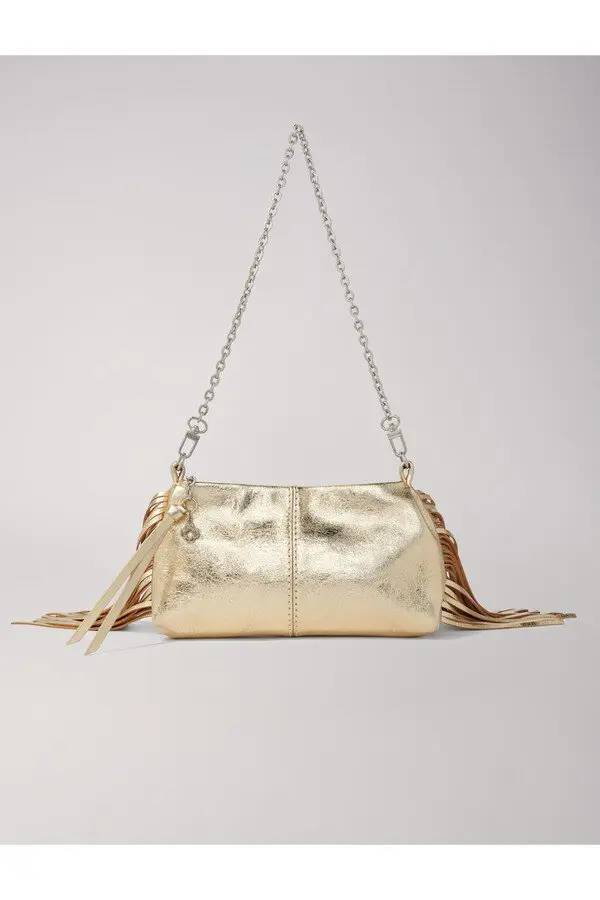 Maje Metallic Leather Clutch Bag - Gold