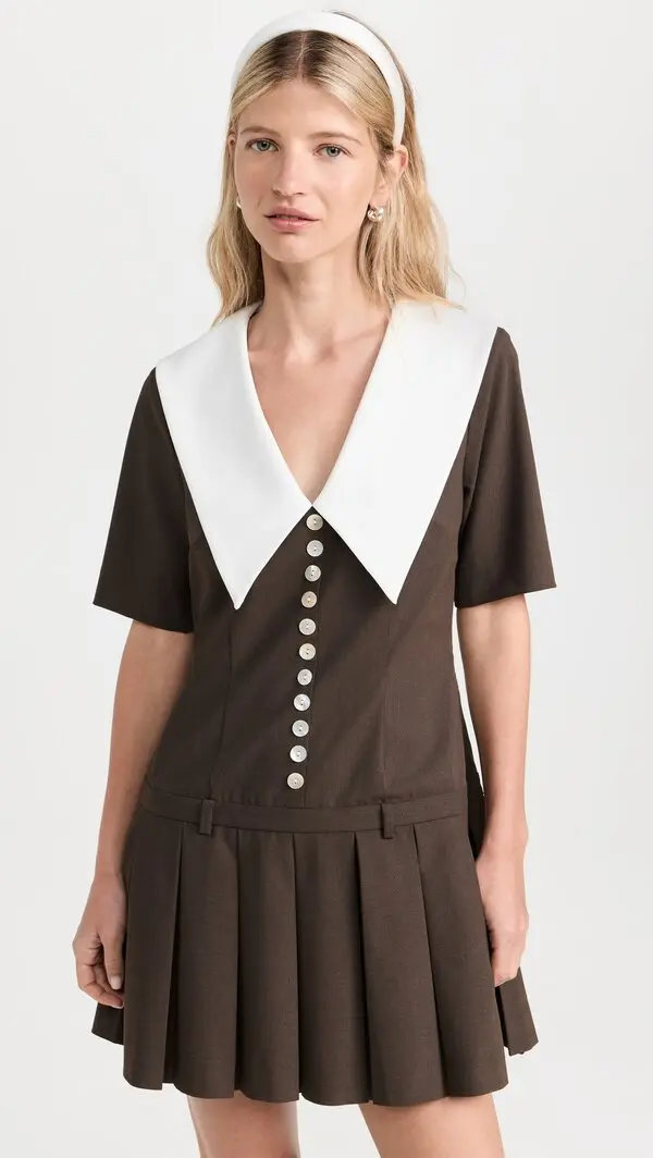 sandy liang brown dress Sandy Liang Hague Sweater Dress in Brown