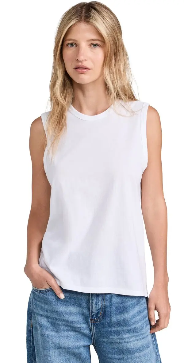 Another Tomorrow Sleeveless Tee - White