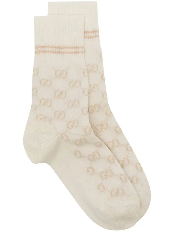 Gucci Gg Supreme Knitted Socks - White