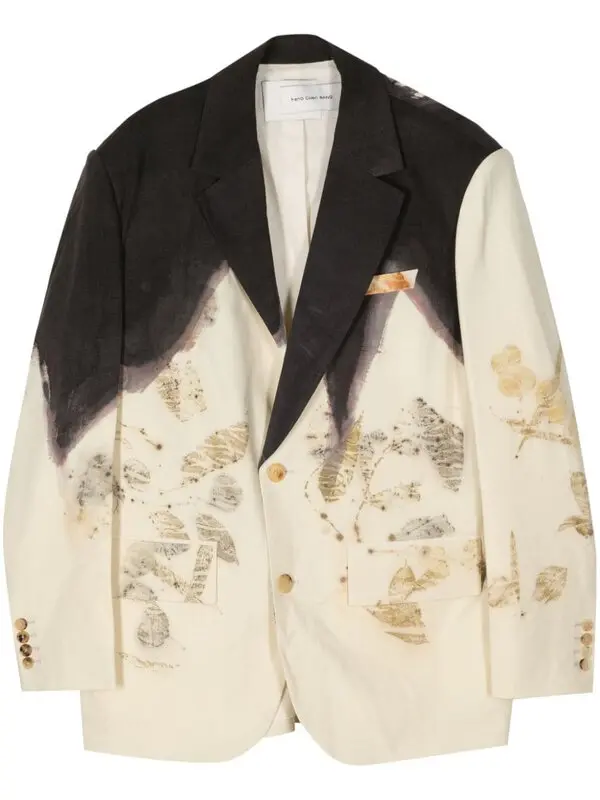FENG CHEN WANG Natural-dye Single-breasted Blazer - White