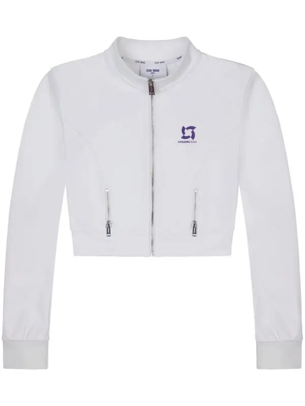 TEAM WANG DESIGN Logo-print Cropped Track Jacket - White