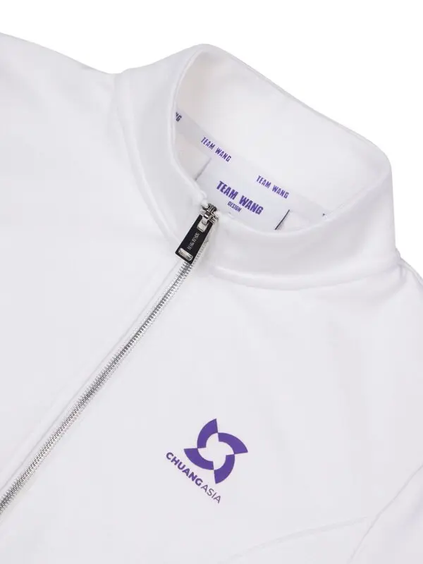 TEAM WANG DESIGN Logo-print Cropped Track Jacket - White