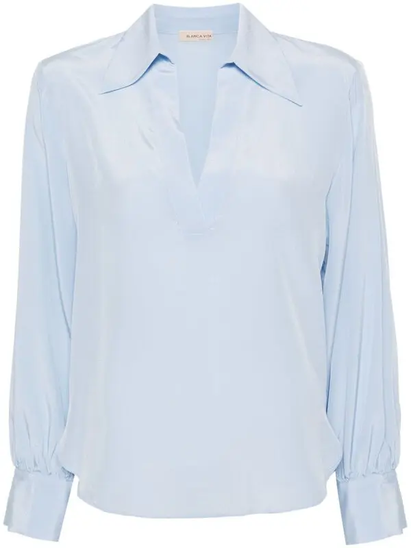 BLANCA VITA Benjamin Silk Blouse - Blue