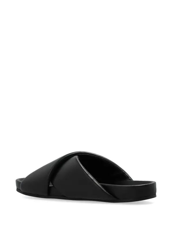 LANVIN Logo-appliqué Crossover Leather Slides
